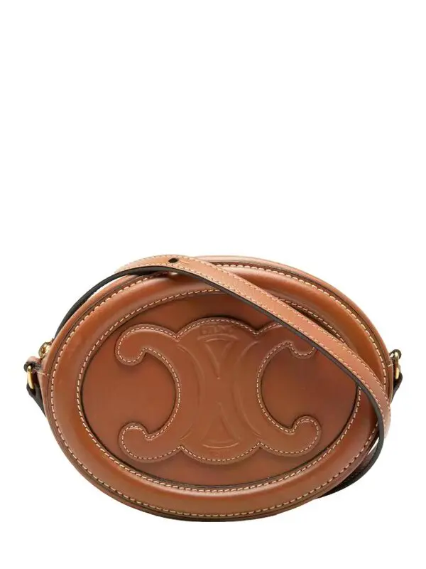 Celine Calfskin Cuir Triomphe Oval Crossbody Bag - Brown