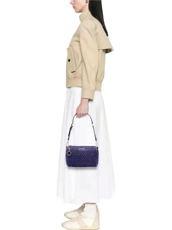 Miu Miu Matelassé Nappa Crystal Charm Shoulder Bag - Purple