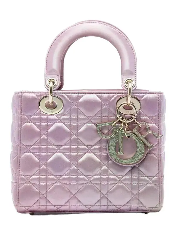 Dior Small Satin Cannage Swarovski Lady Satchel - Pink