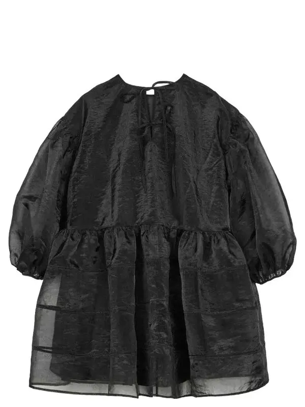 Cecilie Bahnsen Crinkled Texture Sheer Mini Dress - Black