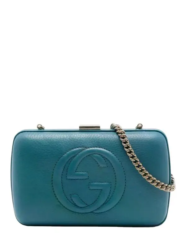 Gucci Calfskin Soho Clutch On Chain Crossbody Bag - Blue