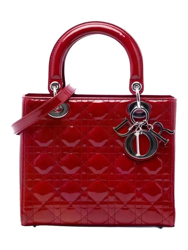 Dior Patent Cannage Lady Satchel - Red