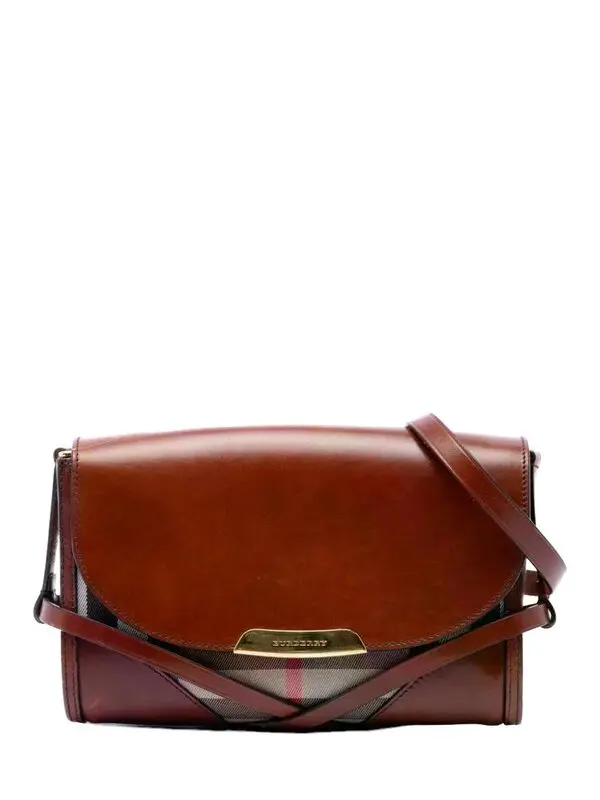 Burberry Leather And House Check Canvas Crossbody Bag - Brown
