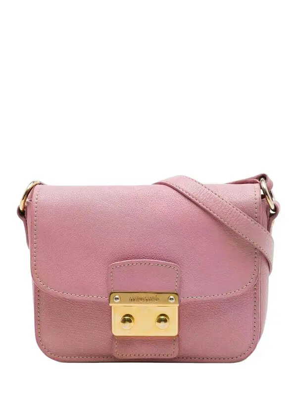 Miu Miu Goatskin Madras Crossbody Bag - Pink
