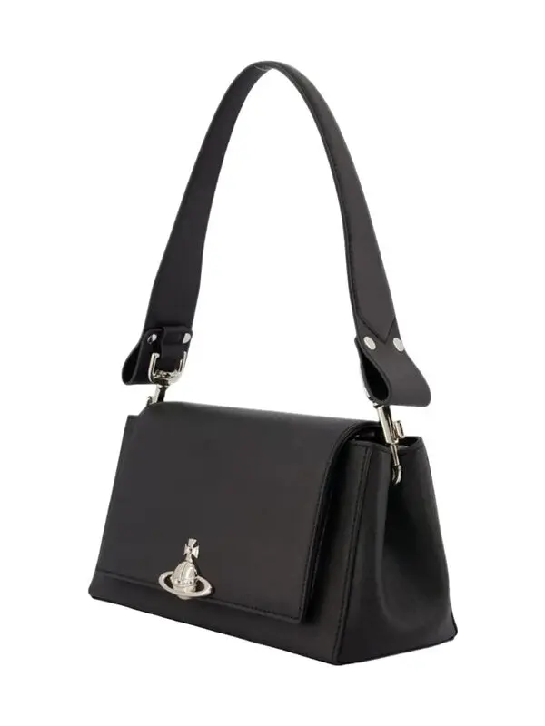 VIVIENNE WESTWOOD Medium Hazel Grained Leather Tote Bag - Black