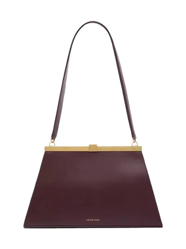 ANINE BING Smooth Leather Handbag With Monogram Closure - Red