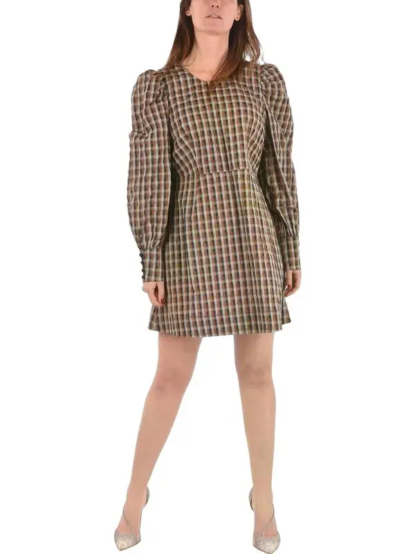 Baum Und Pferdgarten Gingham-print Mini Dress - Brown