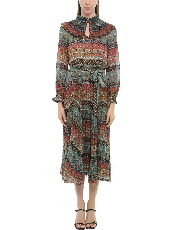 La DoubleJ Nefertiti Giza Pleated Midi Dress - Brown