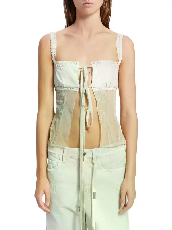 ANN DEMEULEMEESTER Embroidered Silk Crepon Top - Neutrals