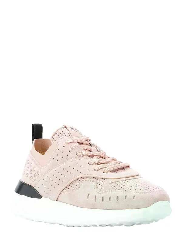 TOD'S Perforated Suede Lace-up Sneakers - Pink