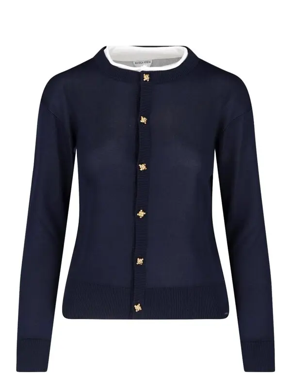 Bottega Veneta Double Cardigan In Silk Blend - Blue