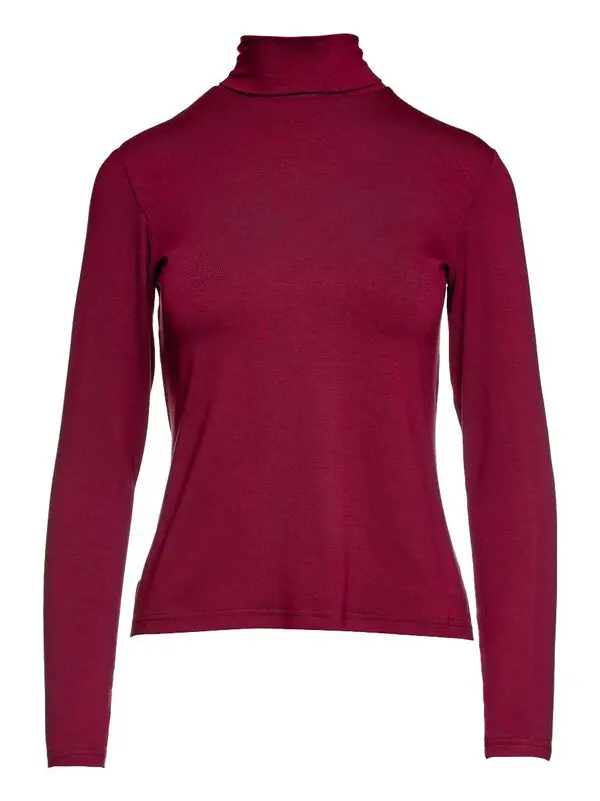 CONQUISTA Burgundy Jersey Turtleneck Top - Red