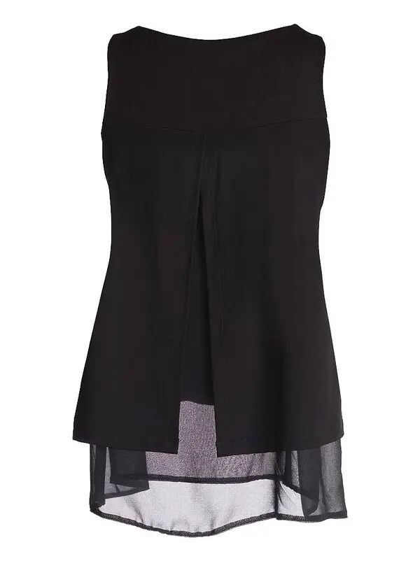 CONQUISTA Sleeveless Layered Top With Swarovski Embellishment - Black