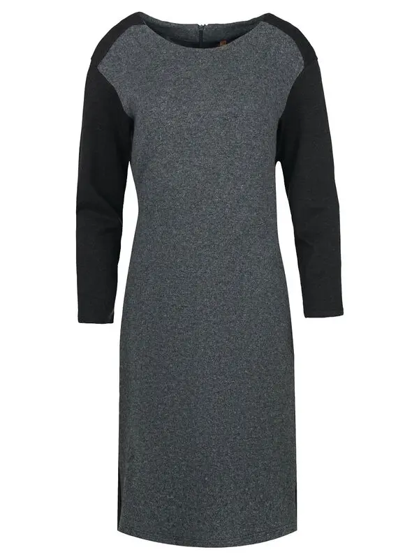 CONQUISTA Straight Dress With Contrast Detail - Grey