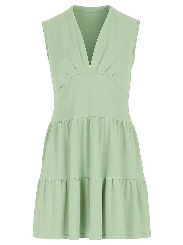 CONQUISTA Sleeveless V-neck Jersey Dress - Green