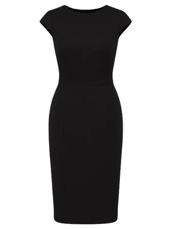 CONQUISTA Cap Sleeve Dress With Decorative Seams - Black
