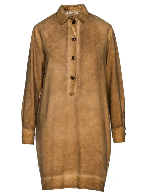 CONQUISTA Tencel Shirt Dress - Brown