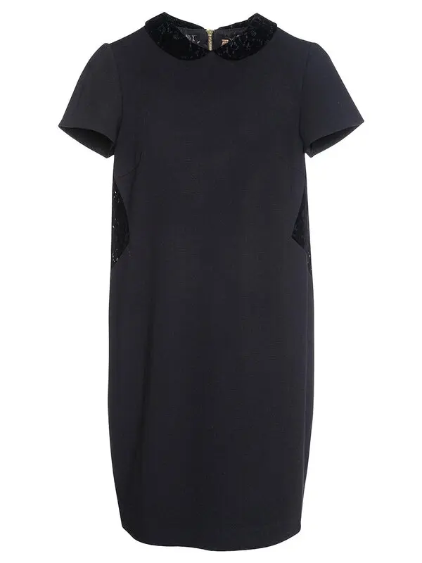 CONQUISTA Short Sleeve Lace Detail Dress - Black