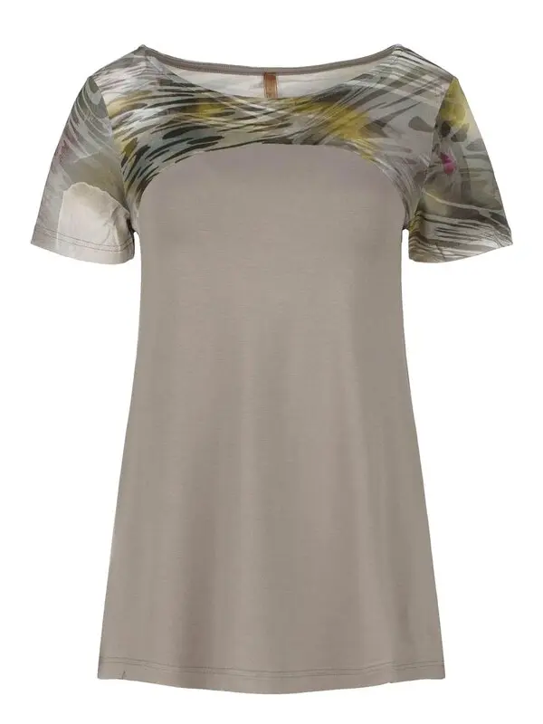 CONQUISTA Animal Print Detail Top - Grey