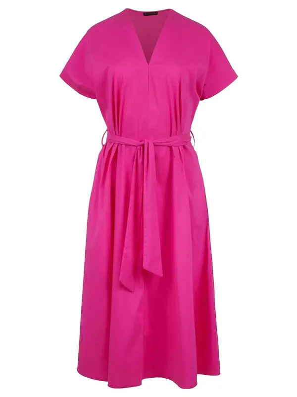CONQUISTA A-line Midi Dress With Belt - Pink