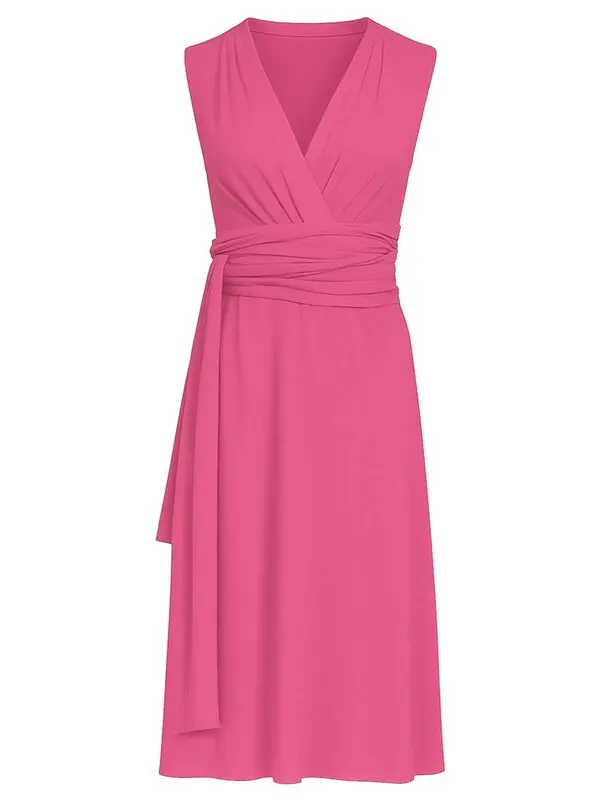 CONQUISTA Sleeveless Jersey Dress With Waist Tie - Purple