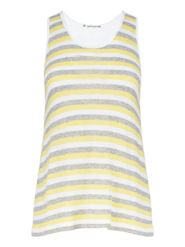 CONQUISTA Racer Back Striped Top - Yellow