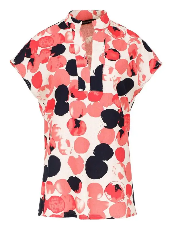 CONQUISTA Sleeveless Apricot Print Top - Black/pink