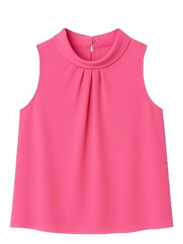 CONQUISTA Sleeveless Top With Double Collar And Pleat Detail - Pink