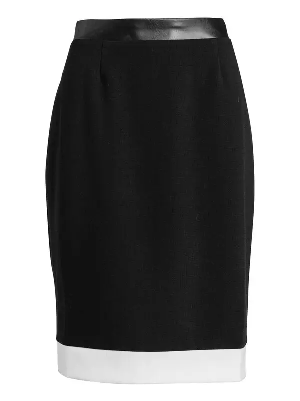 CONQUISTA Midi Pencil Skirt With Pleats And Contrast Hem - Black