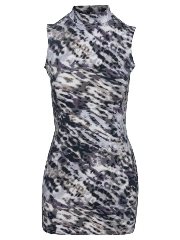 CONQUISTA Animal Print Stretch Mini Dress - Red