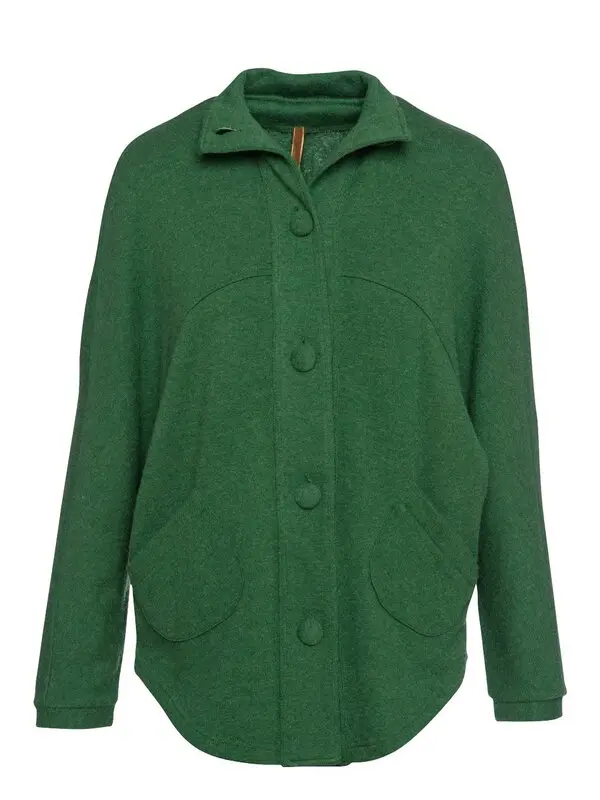 CONQUISTA Raglan Sleeve Knit Jacket - Green