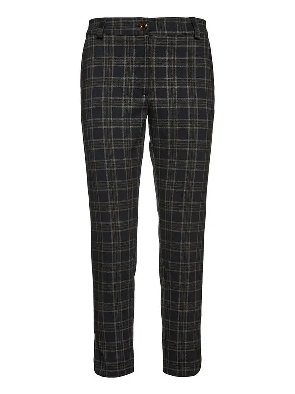 CONQUISTA Punto Di Roma Check Crop Pants - Black