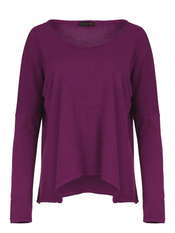 CONQUISTA Batwing Sleeve Knit Top - Purple