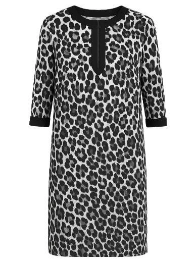 CONQUISTA Leopard Print Sack Dress - Black