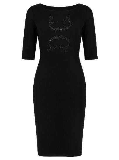 CONQUISTA Sequin Detail Stretch Dress - Black