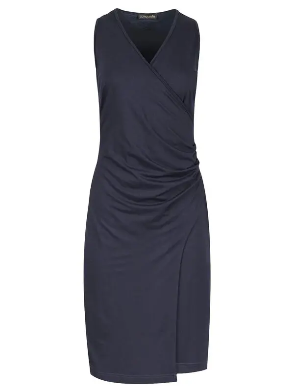 CONQUISTA Wrap Style Sleeveless Dress - Blue