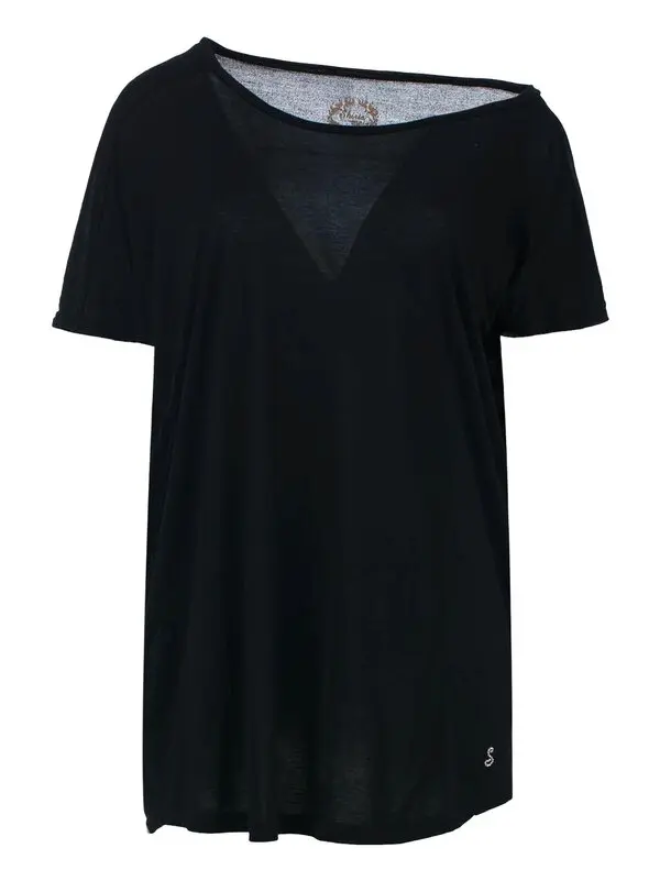 CONQUISTA Organic Tencel Jersey Asymmetric Top - Black