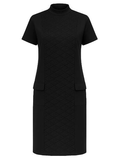 CONQUISTA Straight Turtle Neck Dress - Black