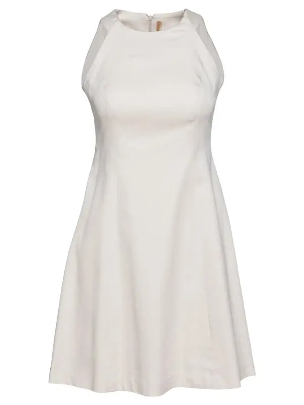 CONQUISTA Sleeveless A-line Dress In Stretch Gabardine - Grey