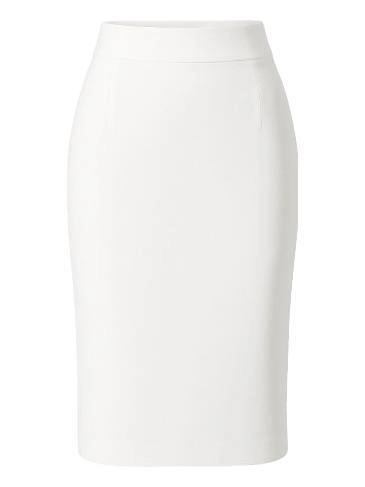CONQUISTA Stretch Gabardine Pencil Skirt - White