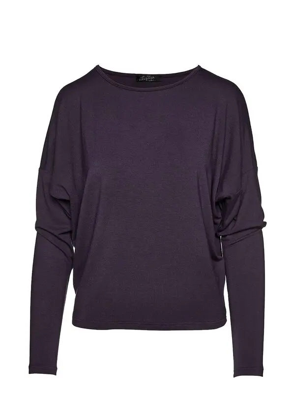 CONQUISTA Ink Colour Micromodal Batwing Top - Black