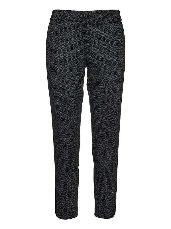 CONQUISTA Print Punto Di Roma 7/8 Length Trousers - Black