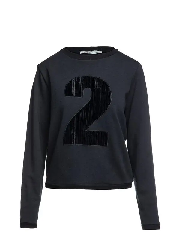CONQUISTA Crewneck Long Sleeve Sweatshirt With Logo Detail - Black