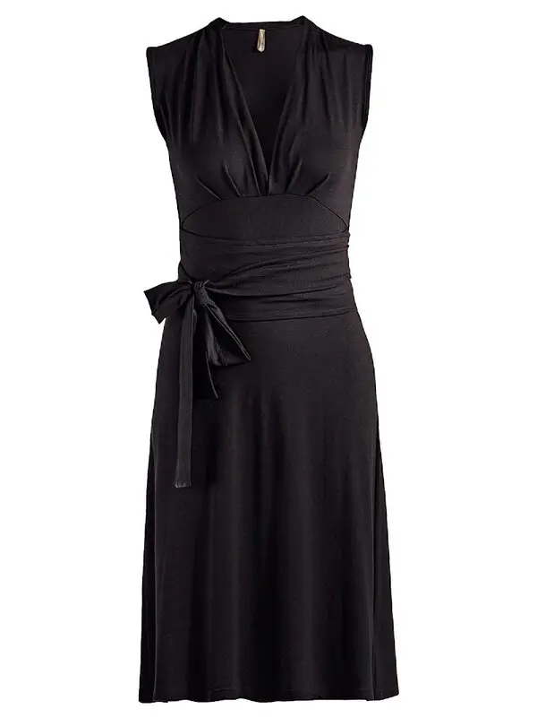 CONQUISTA Sleeveless V-neck Jersey Dress - Black