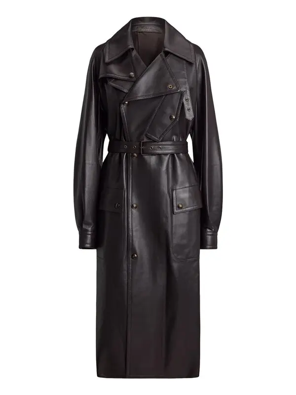 Ralph Lauren Lambskin Trench Coat - Brown