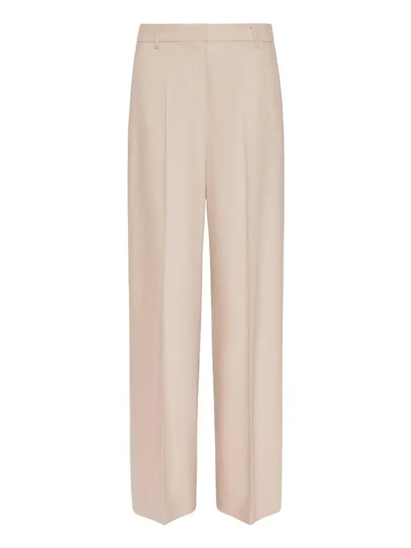 Max Mara Virgin Wool-blend Straight Leg Trousers - Nude