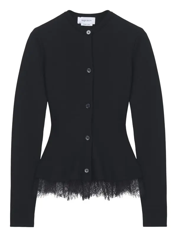 Alexander McQueen Lace-trim Cardigan - Black