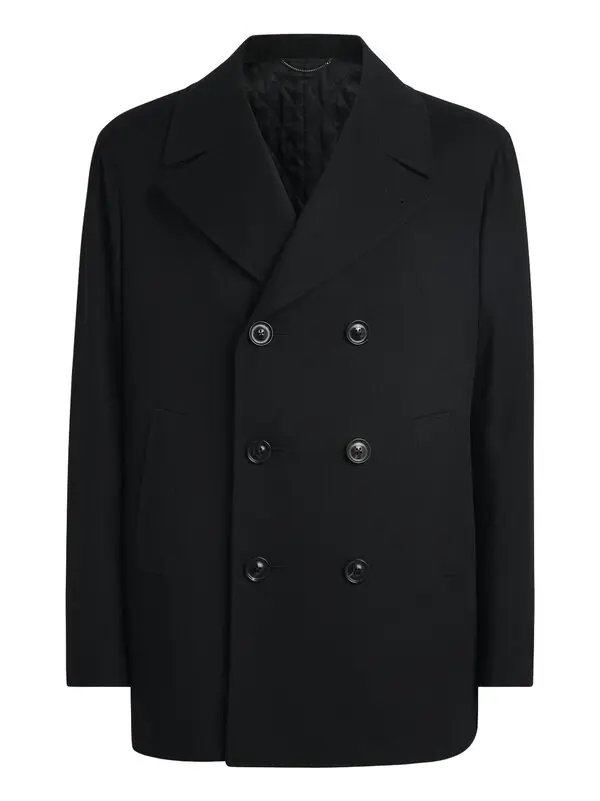 Canali Wool-cashmere Pea Coat - Black