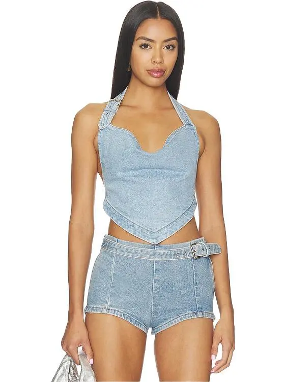 Retrofete Amelisse Denim Halter Top - Bleeker