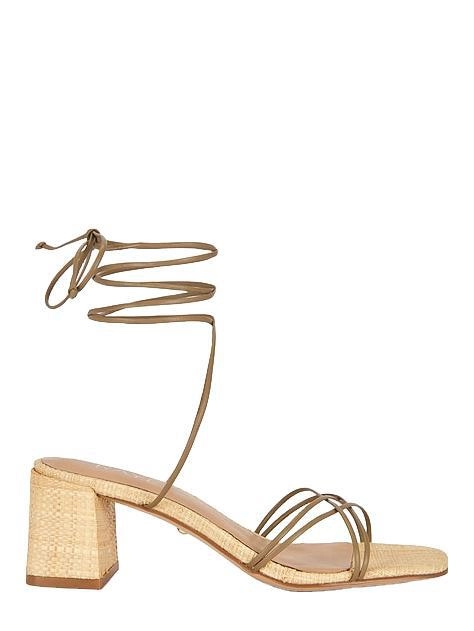 Raye Pilar Sandal With Block Heel And Lace-up Detail - Olive